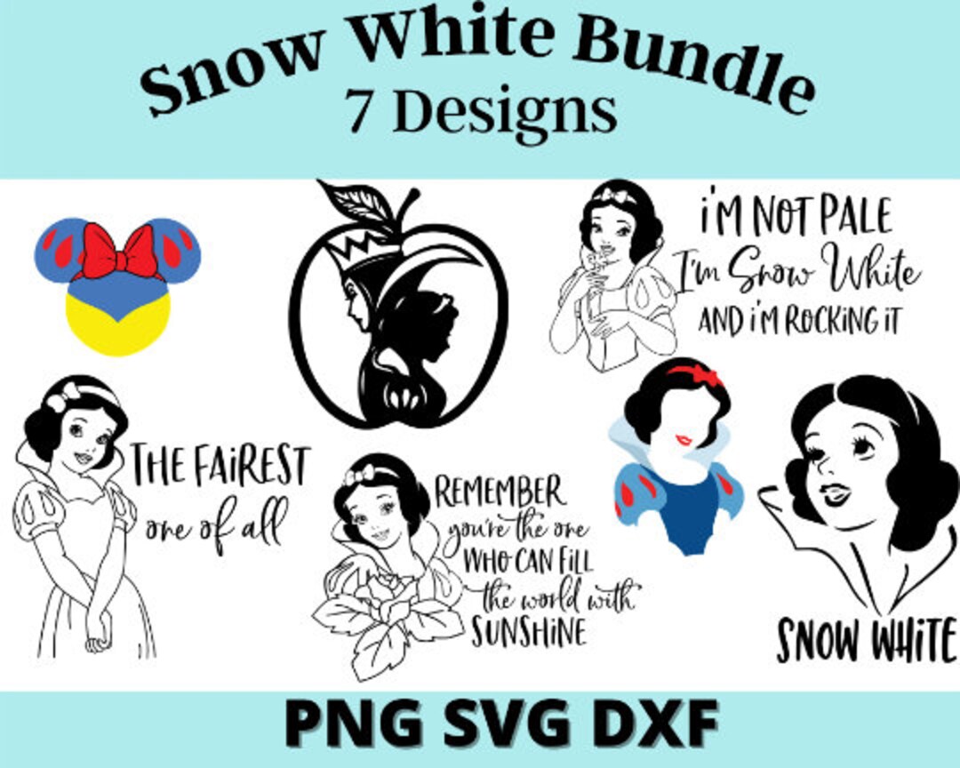 Snow White Bundle Pack -SVG, PNG, DXF. Digital Design Illustration Art ...