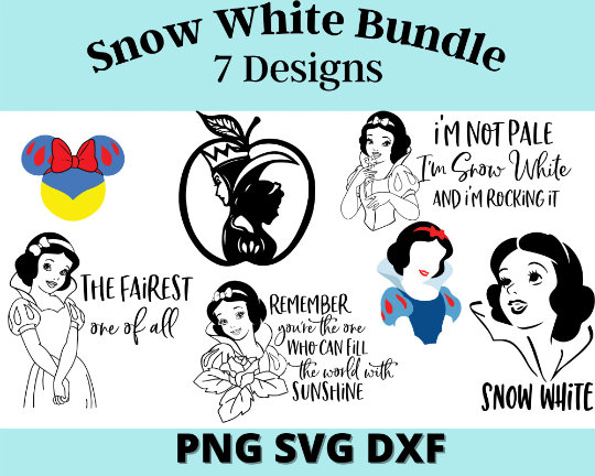 Snow White Bundle Pack -SVG, PNG, DXF. Digital Design Illustration Art ...