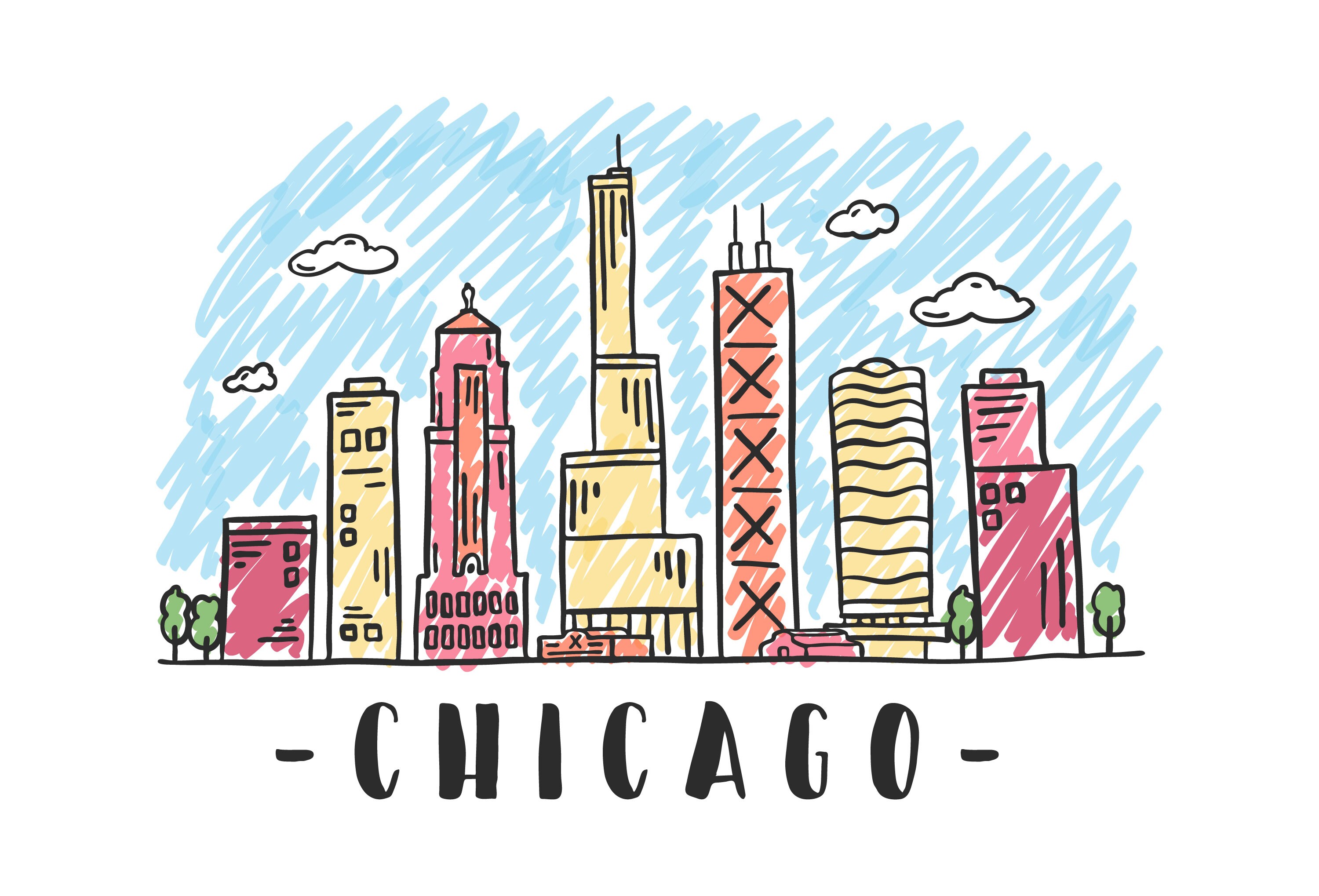 Chicago City Capital Logo Skyline Digital Design Vector Pack Illinois ...