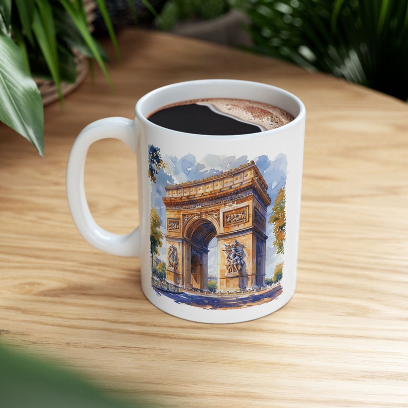 Arc De Triomphe Watercolor Mug - Paris Ceramic Coffee Cup, Unique ...