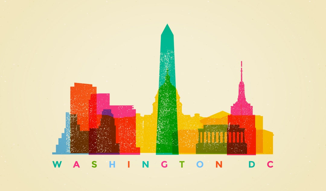 Washington DC City Capital Logo Skyline Digital Design Vector Pack Usa ...