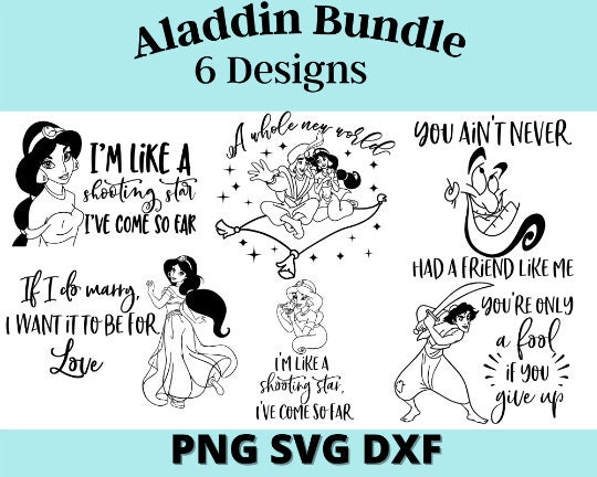 Aladdin Digital Design Illustration Cartoon Mega Bundle Pack -SVG, PNG ...
