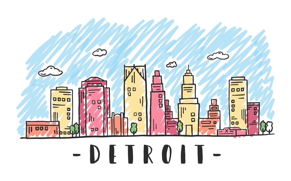 Detroit City Capital Logo Skyline Digital Design Vector Pack Michigan ...