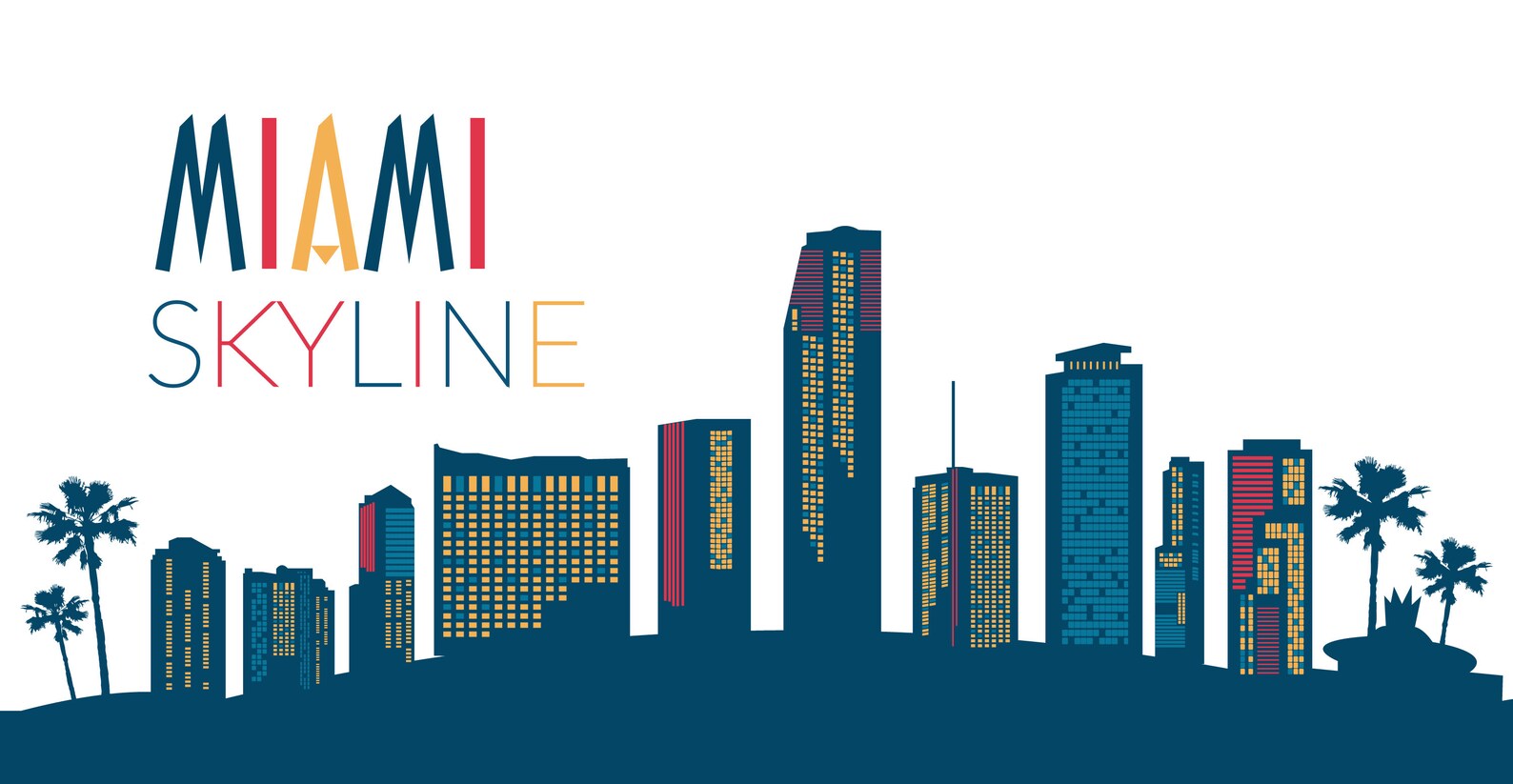 Miami City Capital Logo Skyline Digital Design Vector Pack Florida. AI ...