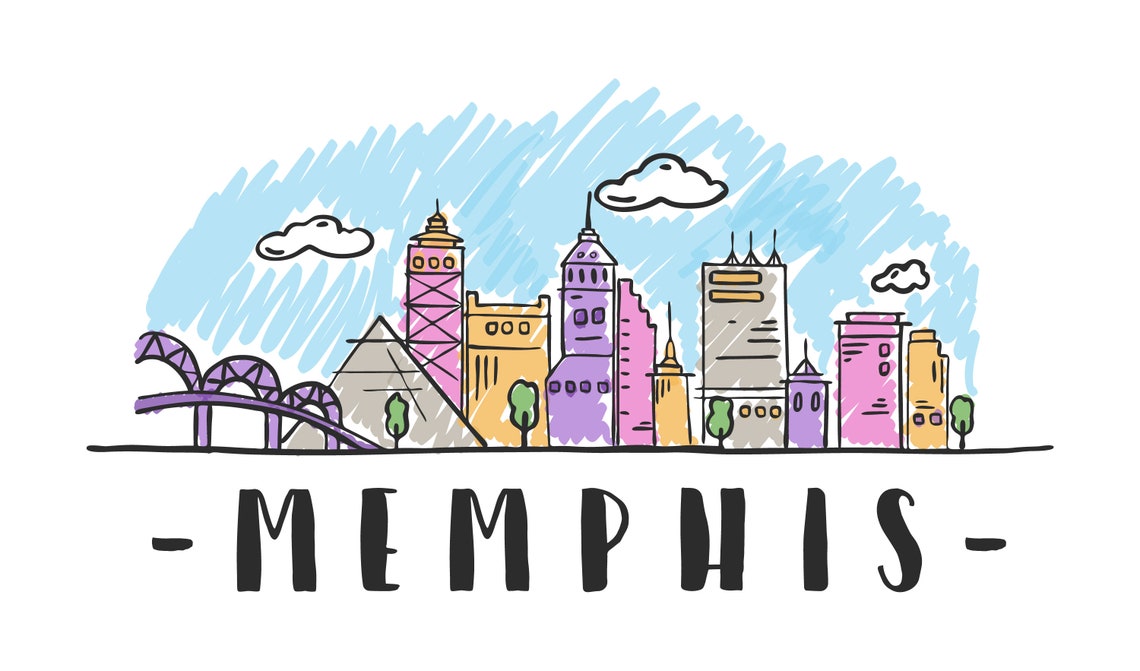 Memphis City Capital Logo Skyline Digital Design Vector Pack Tennessee ...