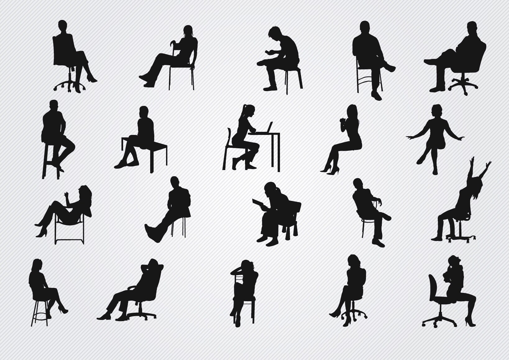 People Sitting in Chairs Motion Illustration Digital Design Drawing ...