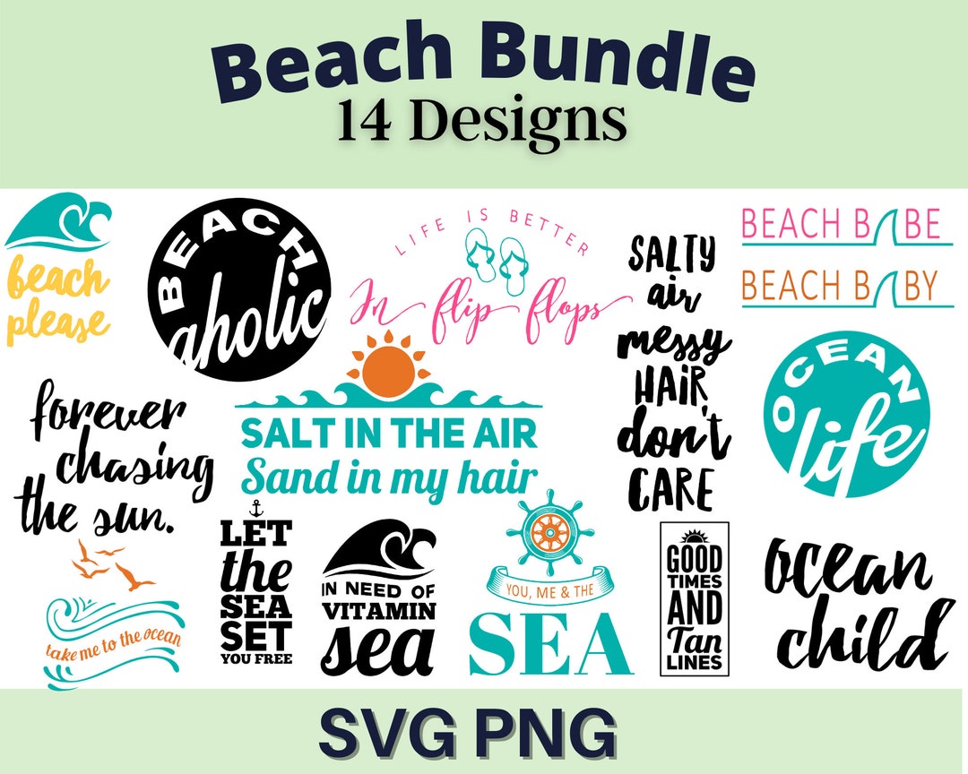 Beach Bundle Pack - SVG, PNG, Sea Bundle Pack, Waves Bundle Pack ...