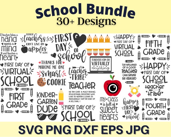 Kids & Teachers School Bundle Pack SVG PNG JPG Dxf Eps | Etsy