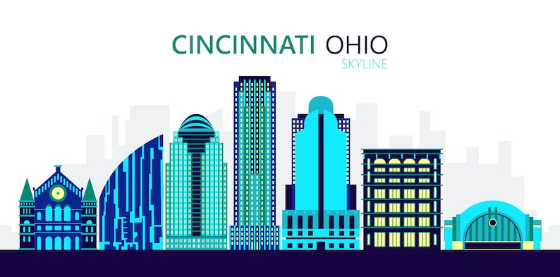 Cincinnati City Capital Logo Skyline Digital Design Vector Pack Ohio ...