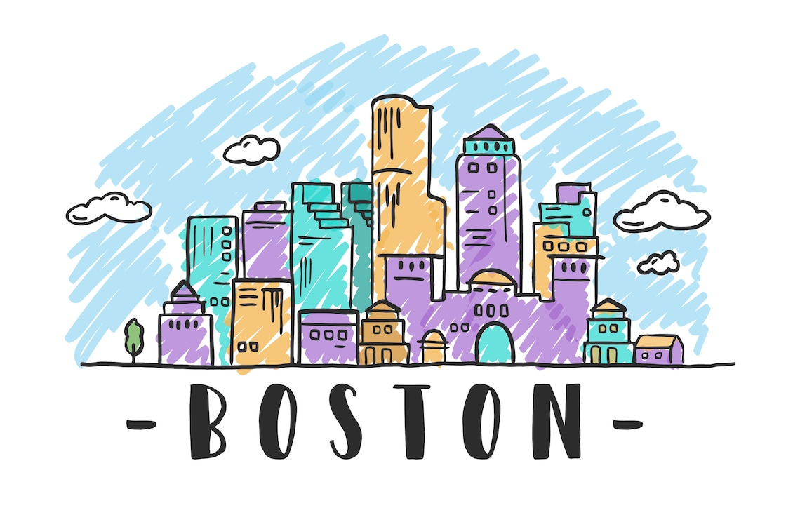 Boston City Capital Logo Skyline Digital Design Vector Pack USA. AI ...