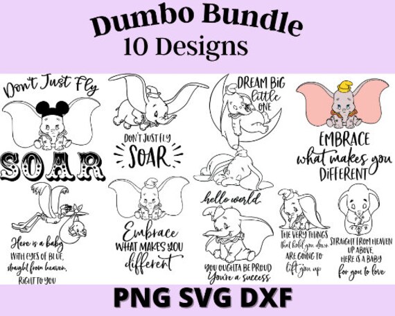 Dumbo Cartoon Digital Design Illustration Mega Bundle Pack | Etsy