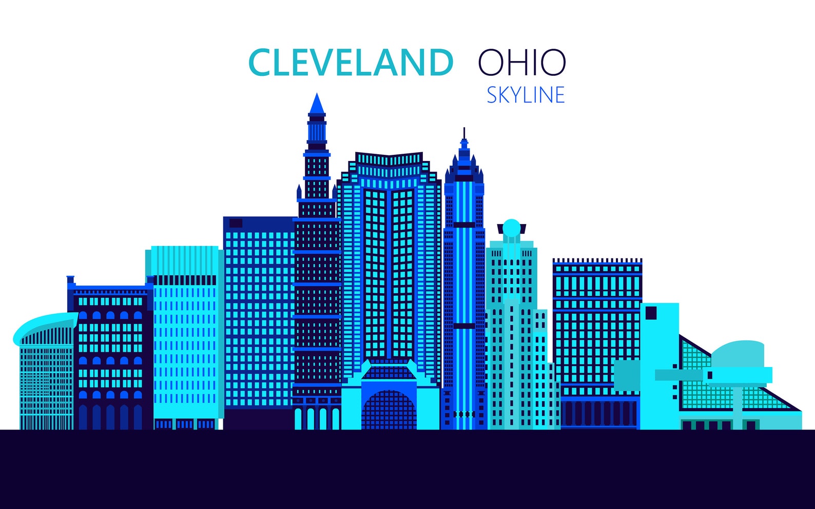 Cleveland City Capital Logo Skyline Digital Design Vector Pack Ohio. AI ...