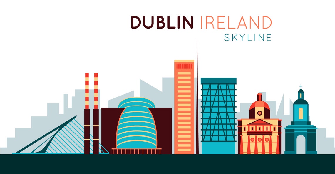 Dublin City Capital Logo Skyline Digital Design Vector Pack Ireland. AI ...
