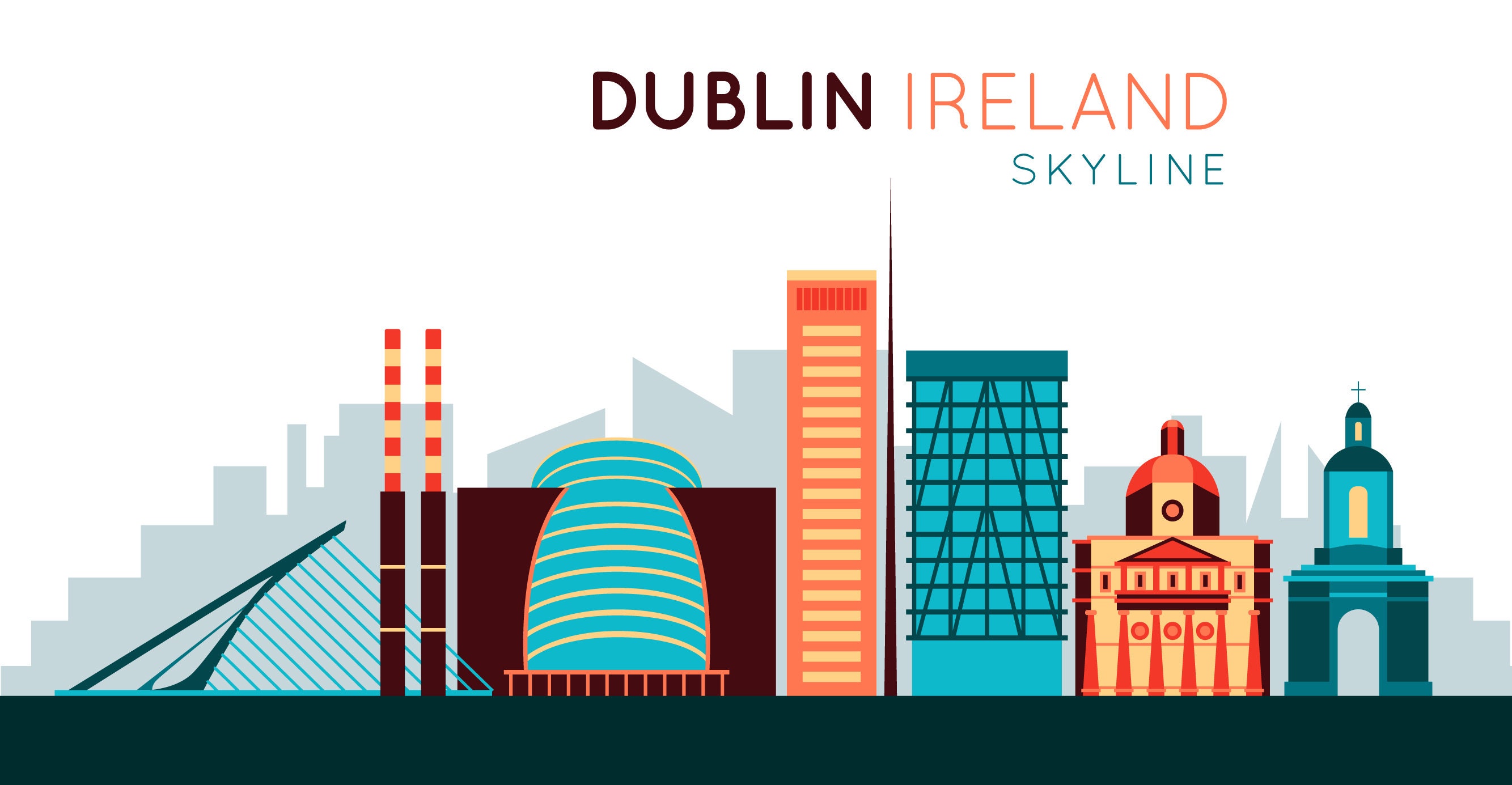 Dublin City Capital Logo Skyline Digital Design Vector Pack Ireland. AI ...