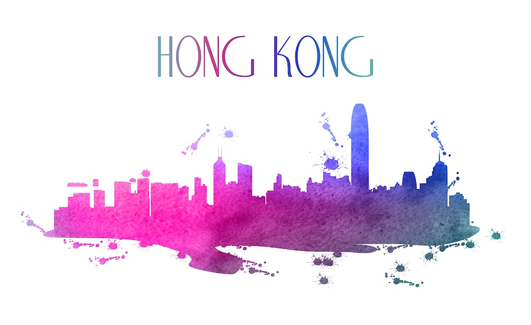 Hong Kong City Capital Logo Skyline Digital Design Vector Pack. AI ...