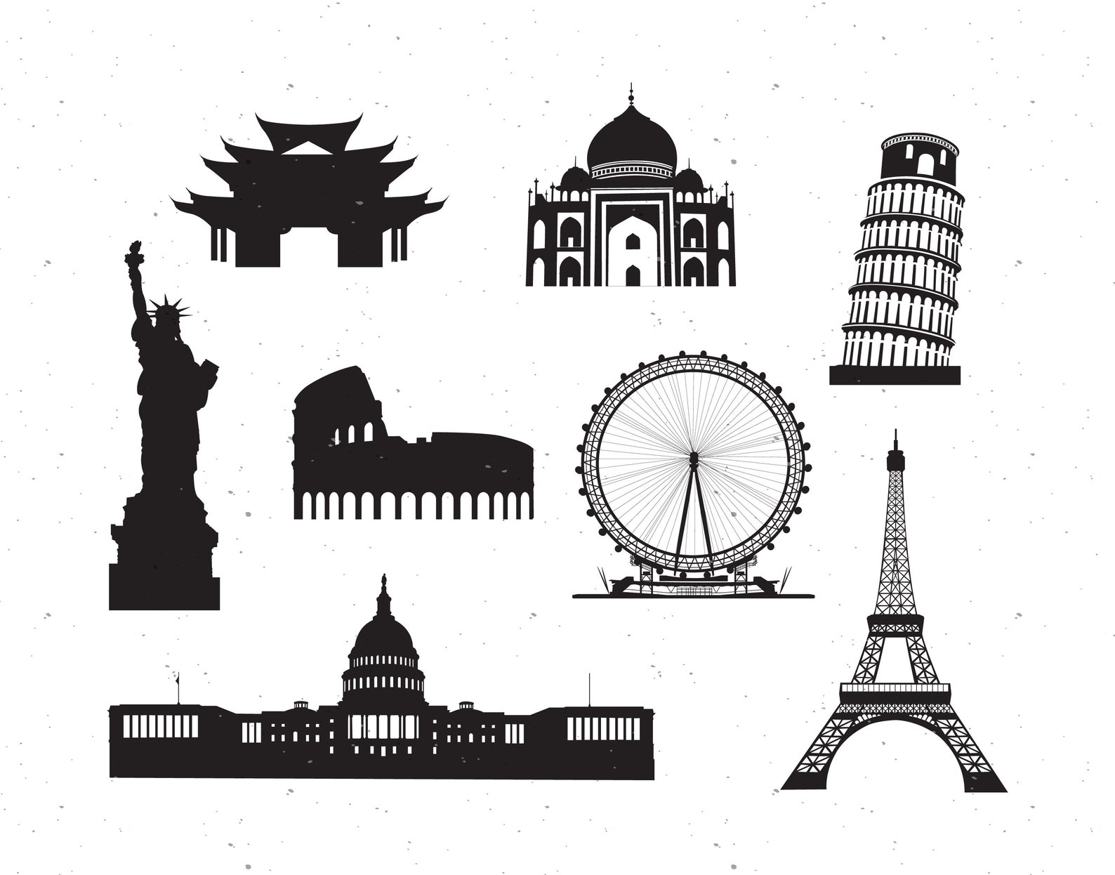 Famous Capital Landmarks Around the World Silhouette Digital Design ...