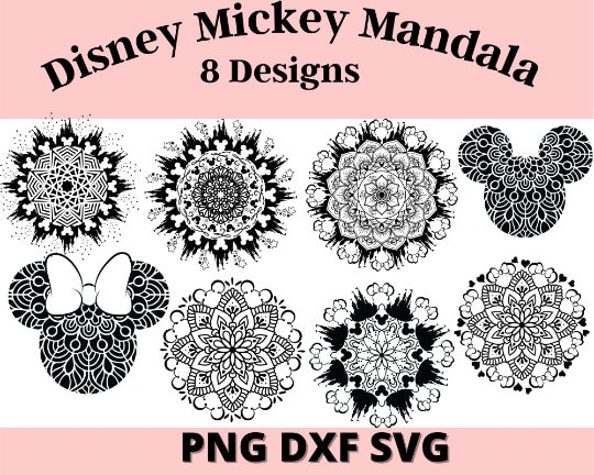Mickey and Minnie Mouse Indian Mandala Digital Illustration Bundle ...