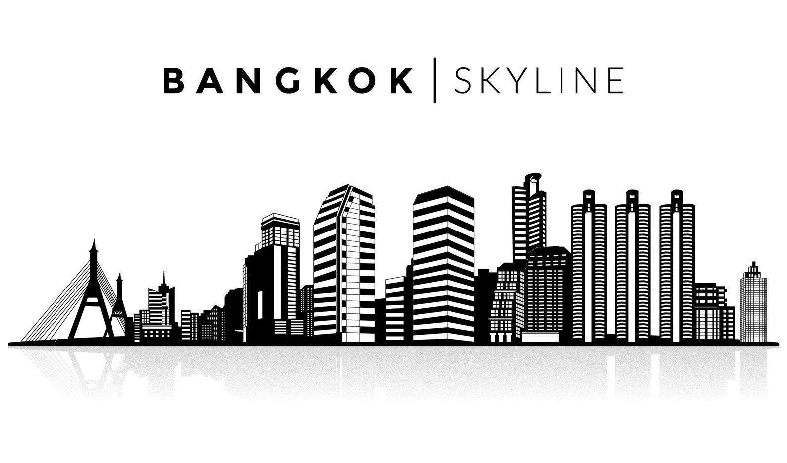 Bangkok City Capital Logo Skyline Digital Design Vector Pack Thailand ...