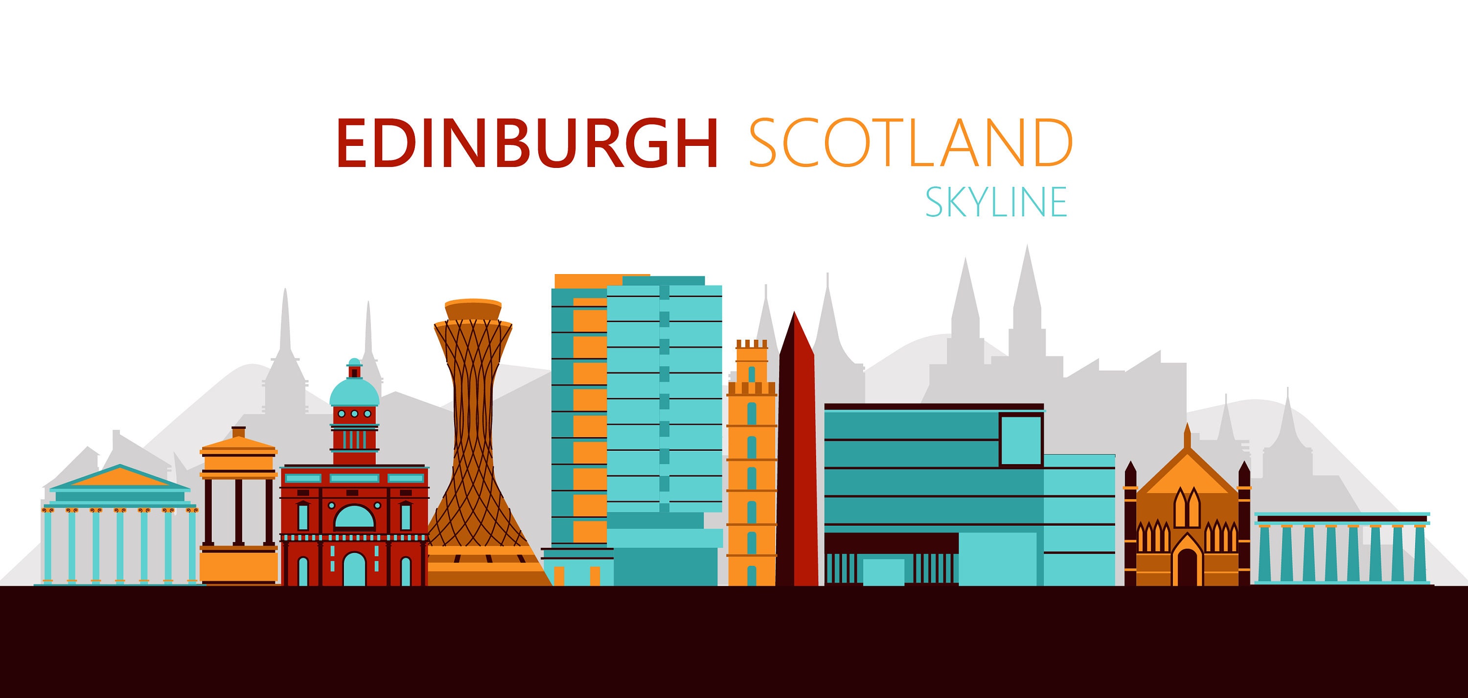 Edinburgh City Capital Logo Skyline Digital Design Vector Pack Scotland ...