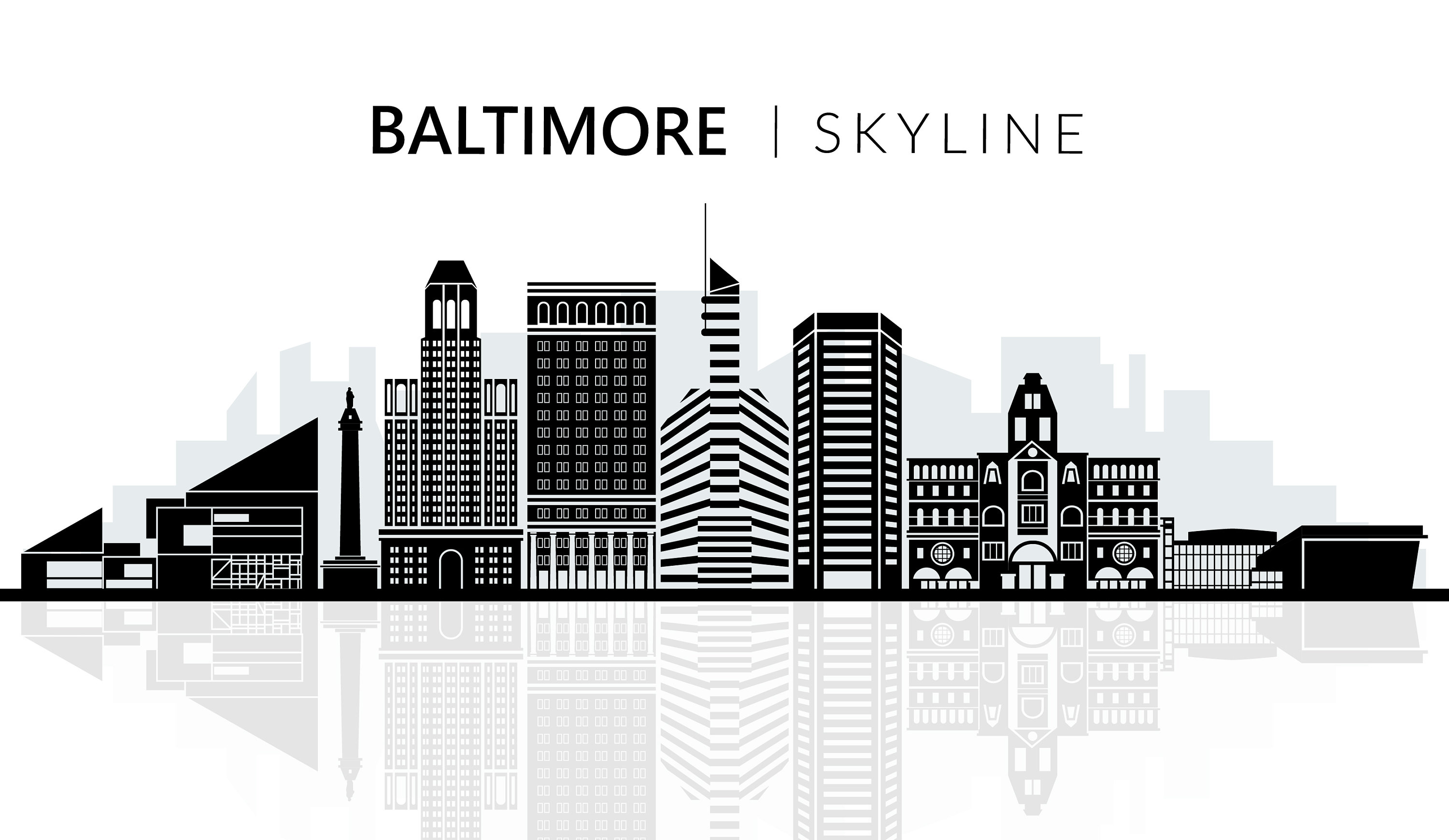 Baltimore Watercolor City Capital Logo Skyline Digital Design Vector ...