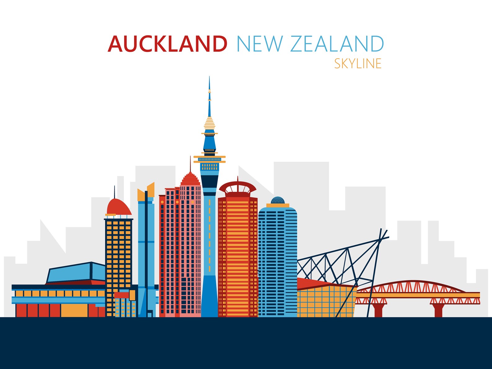 Auckland City Capital Logo Skyline Digital Design Vector Pack USA. AI ...