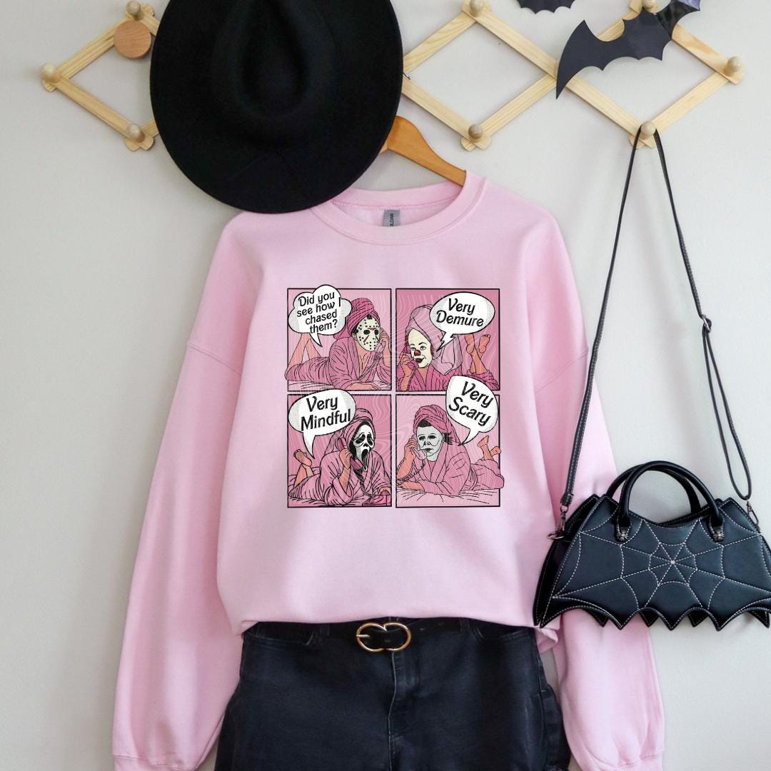 Halloween Crewneck, Very Demure, Very Spooky, Very Scary, Horror Movie ...