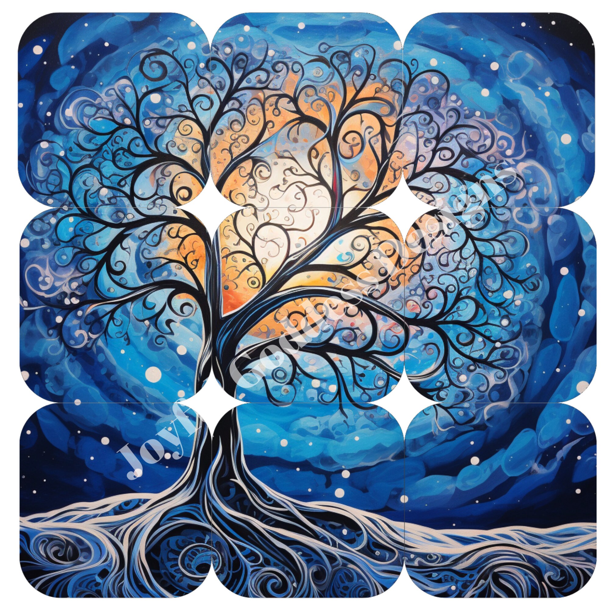 Swirly Trees, Tree of Life, Magnet Mosaic, Nine Piece - Etsy