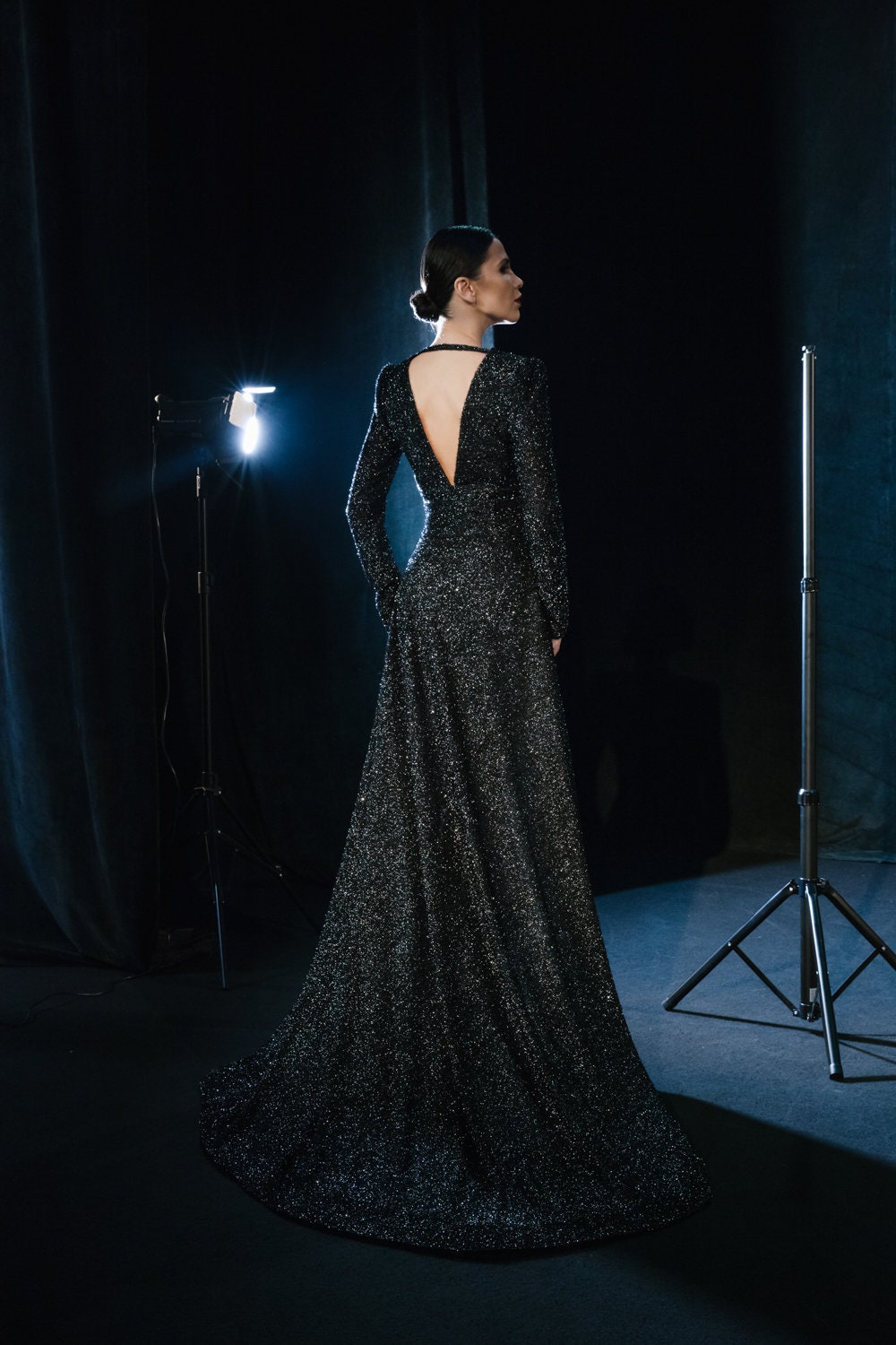 Black Cocktail Gown With V-neck V-back Elegant Short Dress - Etsy