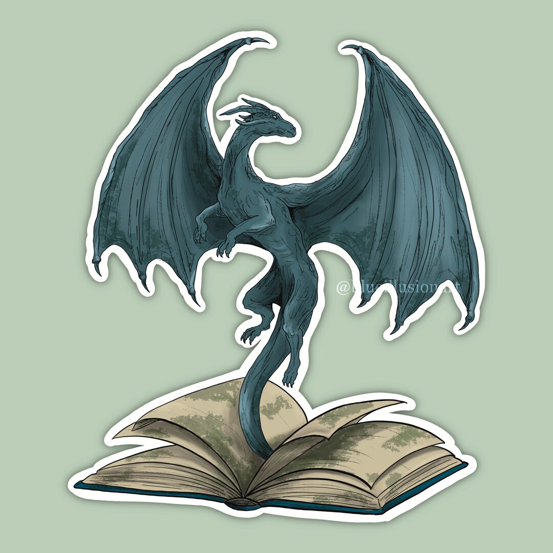 Book Dragon | Single Sticker | Dragon Sticker Book Stickers Fantasy ...