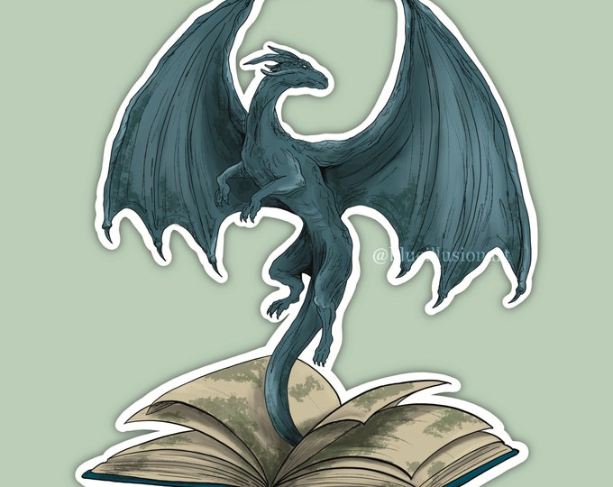 Book Dragon | Single Sticker | Dragon Sticker Book Stickers Fantasy ...