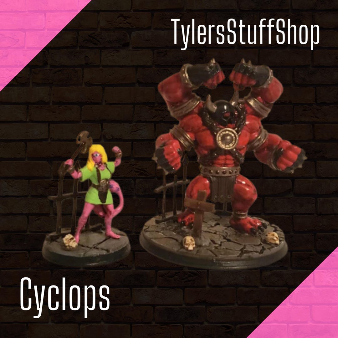 Painted Cyclops D&D Miniature, Roleplaying Game Cyclopes Set, Male and ...