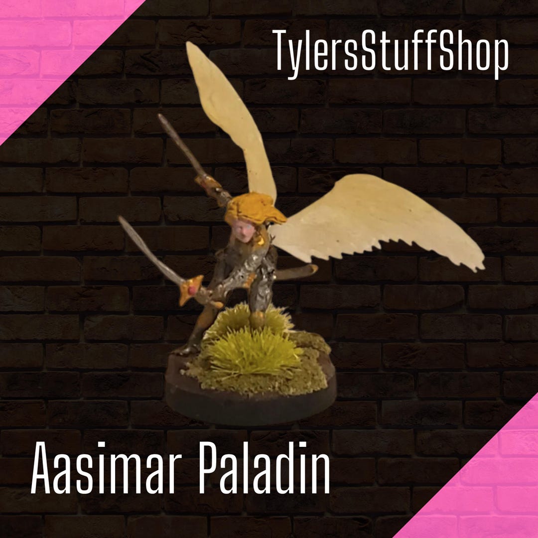 Painted Aasimar Paladin D&D Miniature, Angel Tabletop Mini - Etsy
