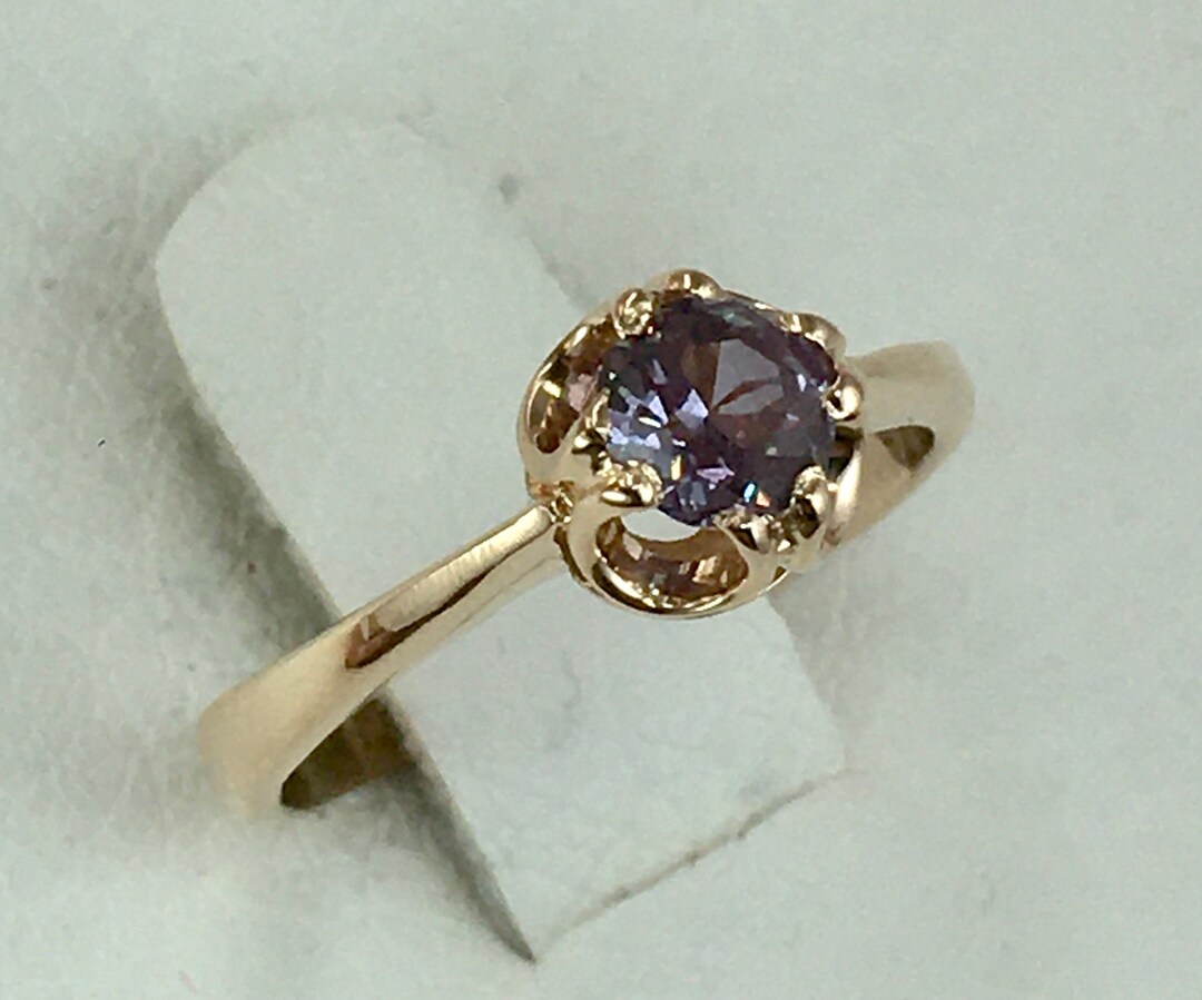 Chic Vintage Original Rose Gold 583 14K Ring With Alexandrite ...