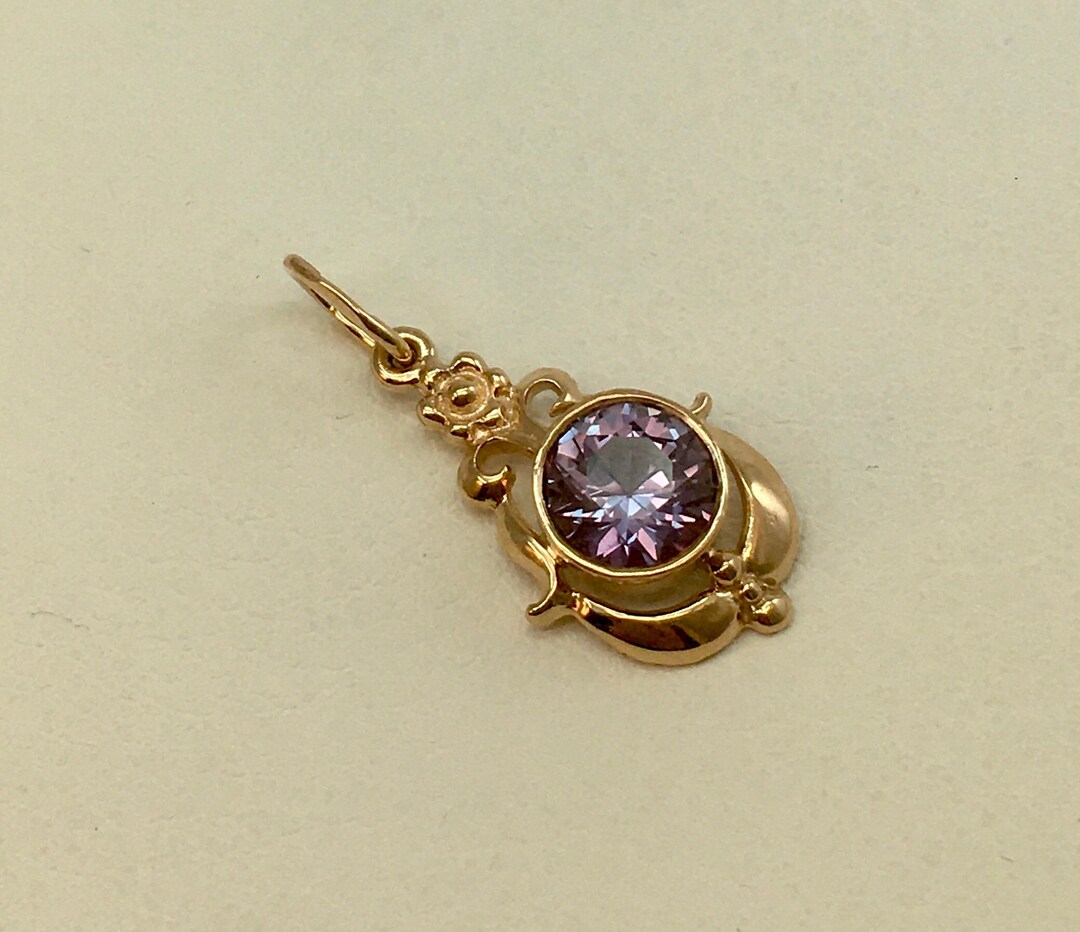 Chic Vintage Original Rose Gold 583 14k Pendant With Alexandrite ...