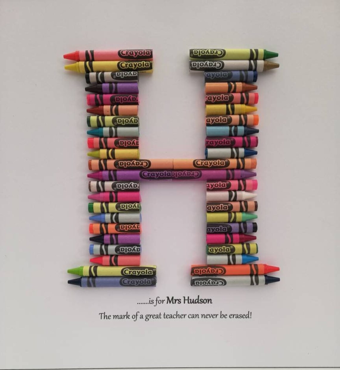 Teacher Gifts, Personalised Crayon Letter, Framed Name Art, 30cm X 30cm ...