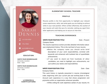Teacher Resume Template for Word and Pages 1, 2 & 3 Page Teacher Resume ...