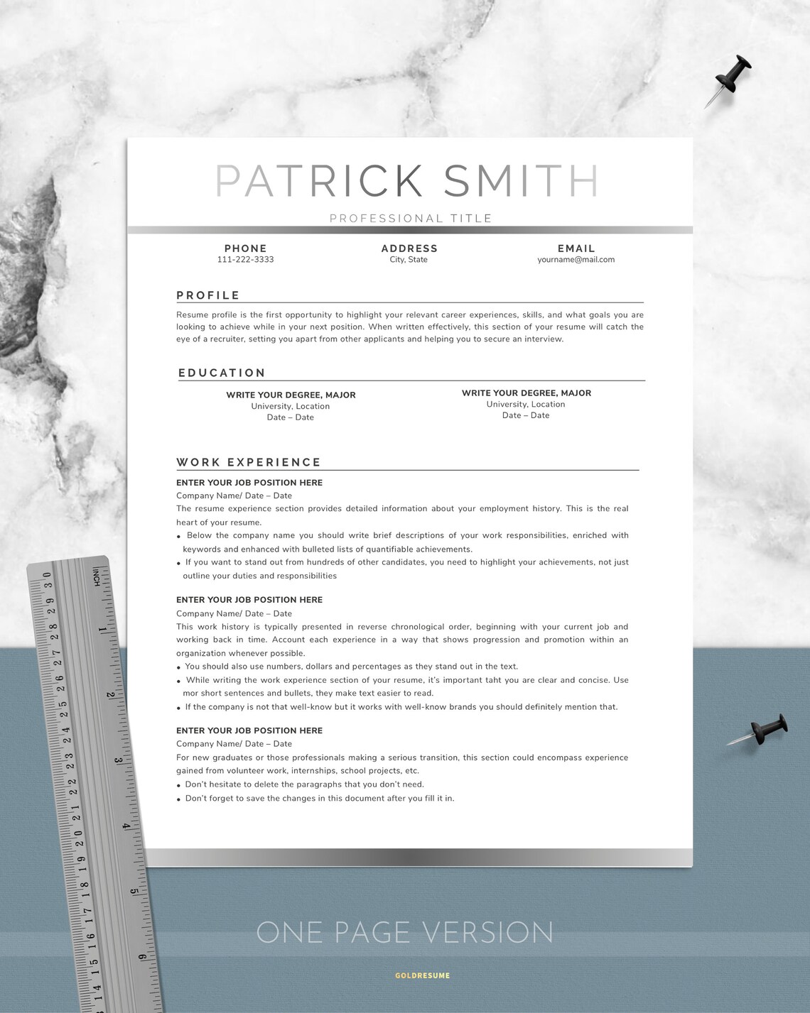 Basic Minimalist Resume Template Word or Pages, Simple Resume, Cv ...
