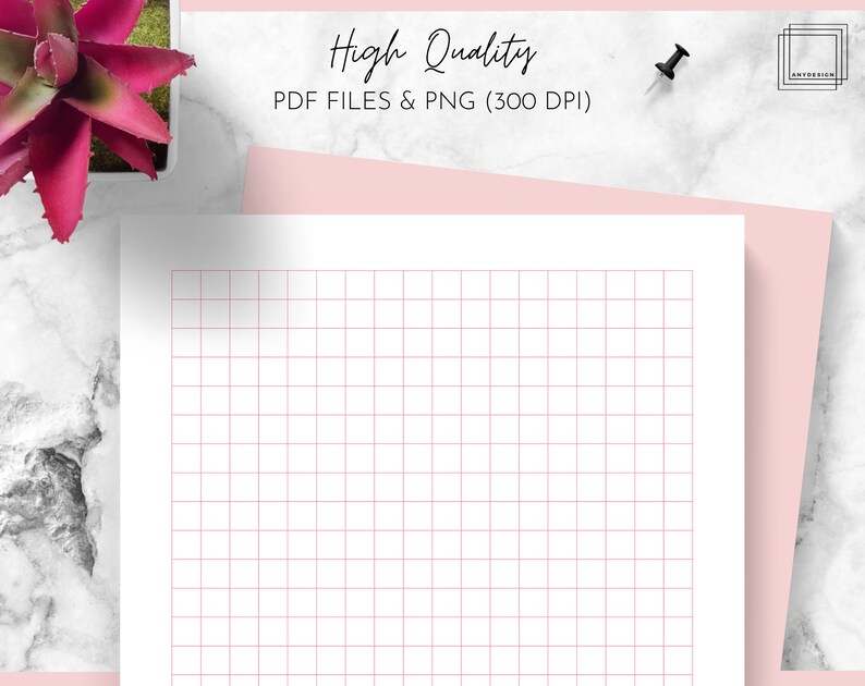 Pink Graph Grid Paper Note Taking Printable & Digital Set A4, Letter ...