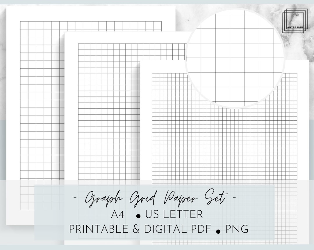 Black Graph Grid Paper Note Taking Printable & Digital Set A4, Letter ...