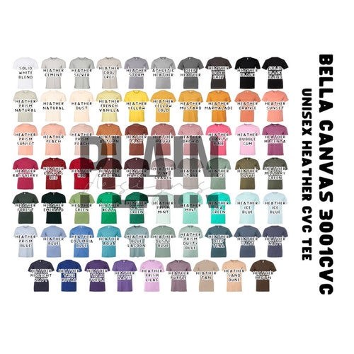 New Colors Bella Canvas 3001 Color Chart DIGITAL - Etsy