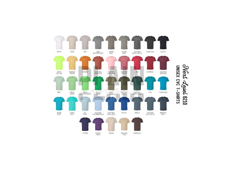 Next Level 6210 Color Chart - 6210 Color Chart - 6210 SVG - 6210 JPEG ...