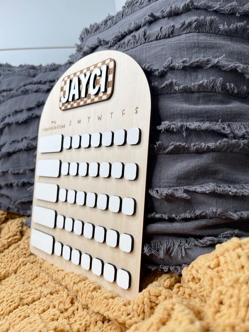 Personalized Checkered Chore Chart - Responsibilities Chart - Kids Sign ...