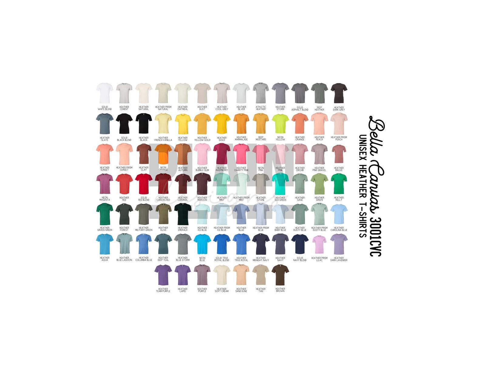 Bella Canvas 3001CVC Color Chart - SVG - Color Chart Download - Digital ...