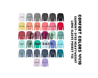 Comfort Colors 4410 Color Chart Digital File Garment-dyed Heavyweight ...