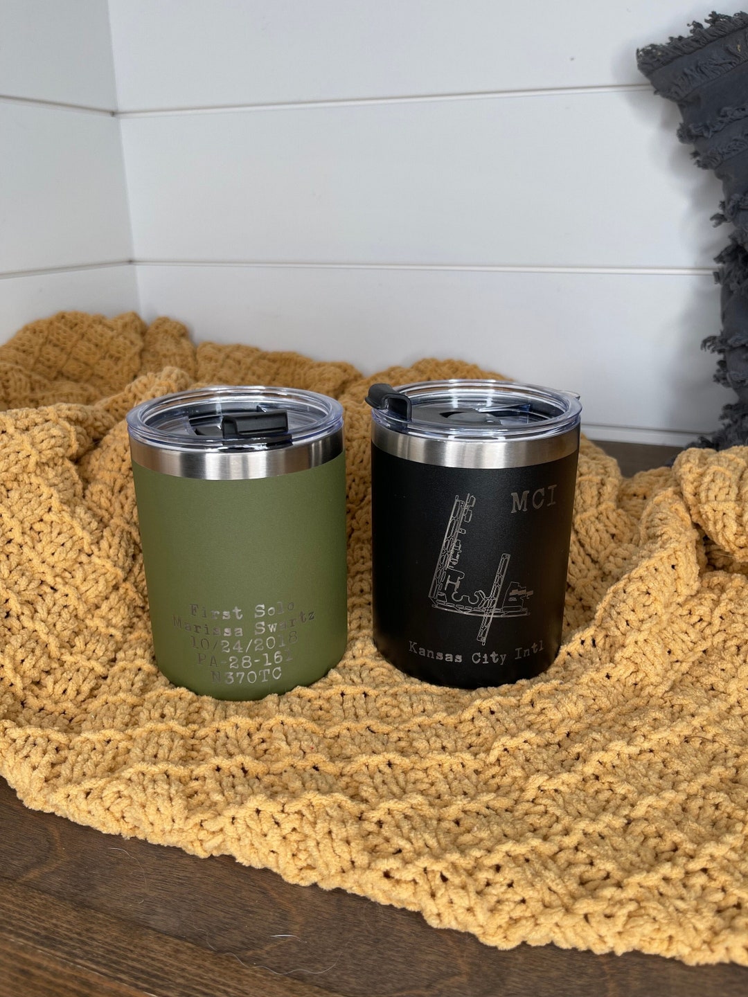 Engraved Airport Lowball Tumbler - First Solo Tumbler - 12 Oz Coffee ...