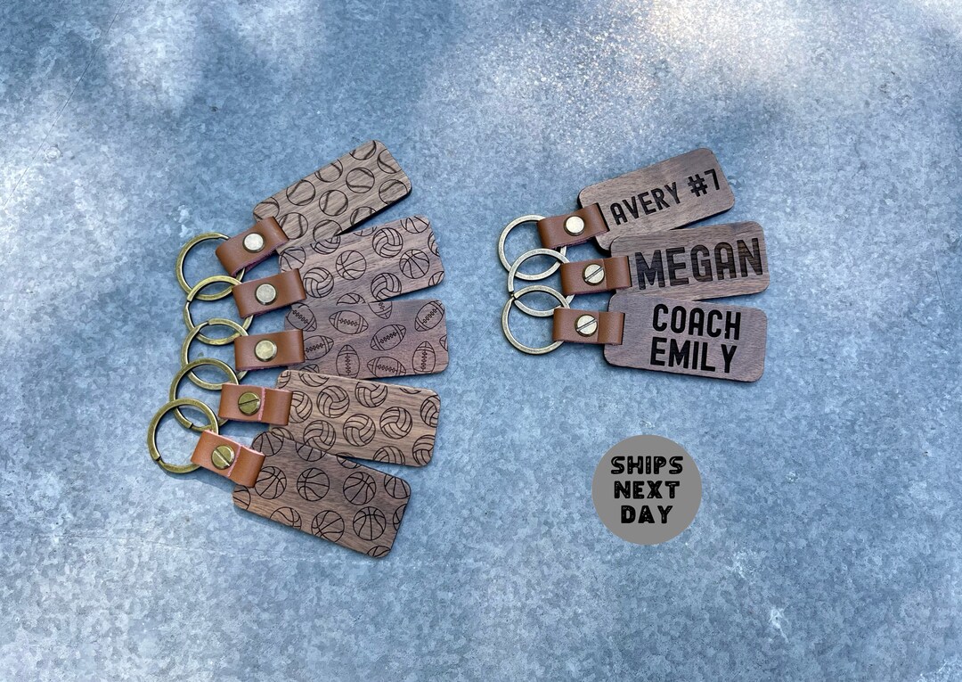 Personalized Sports Keychain - Personalized Keychain - Wooden Keychain ...