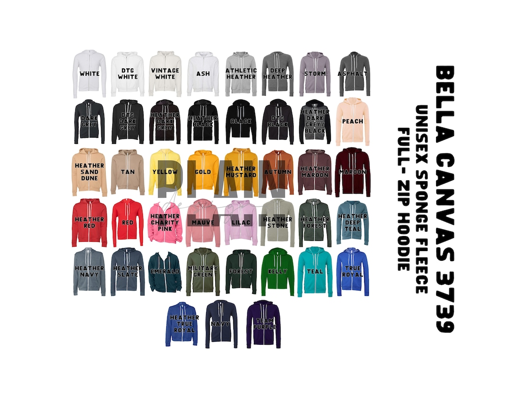 Bella Canvas 3739 Color Chart - *DIGITAL DOWNLOAD* - Bella Canvas Color ...