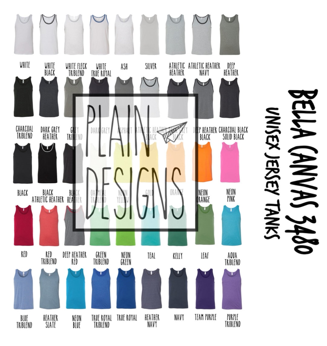 Bella Canvas 3480 Color Chart - *DIGITAL DOWNLOAD* - Bella+canvas Color ...