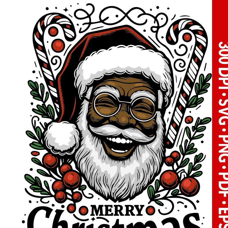 Black Santa Svg - Etsy