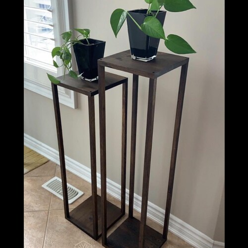 Solid Walnut Modern Rectangle Stand Geometric Vase Tall - Etsy